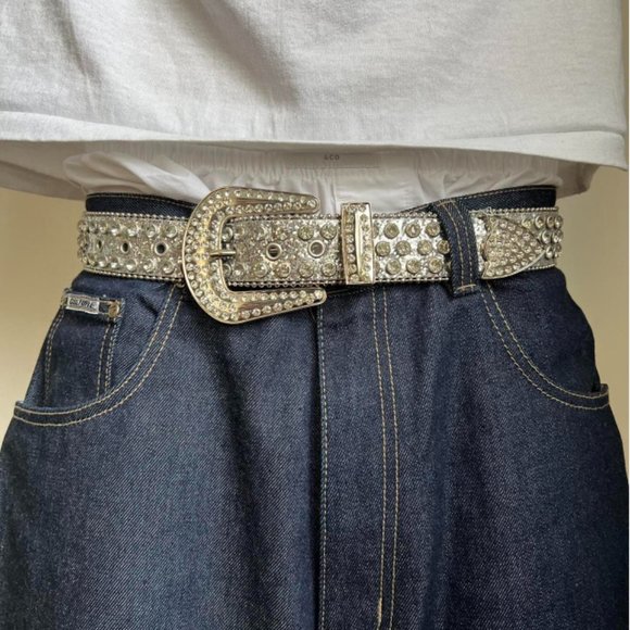 Accessories | Y2k 200s Style Rhinestone Crystal Grunge Silver Punk Belt ...
